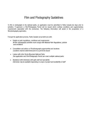 Fillable Online Film and Photography Guidelines Fax Email Print - pdfFiller