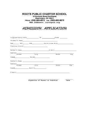 Fillable Online rootspcs ADMISSION APPLICATION docStudent 2012 F ...