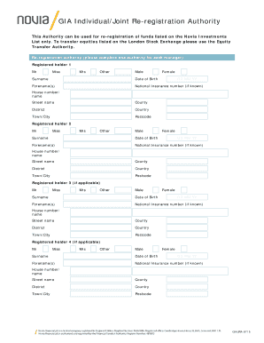 Fillable Online novia-financial co GIA IndividualJoint Re-registration ...
