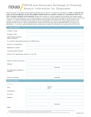 Fillable Online novia-financial co FATCA Corporate Form - Novia - novia ...