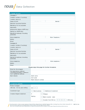 Fillable Online novia-financial co Data Collection - Novia Financial ...