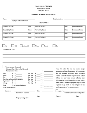 Fillable Online Travel Advance Form.pdf Fax Email Print - pdfFiller