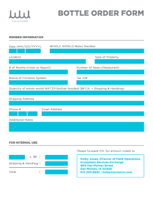 Fillable Online wholeworldwater BOTTLE ORDER FORM - Whole World Water ...
