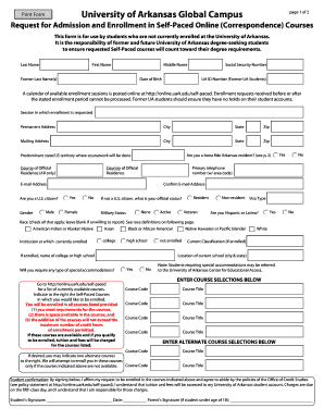 Fillable Online online uark University of Arkansas Global Campus Fax ...