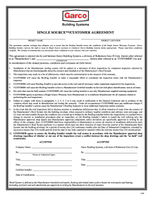 Fillable Online Single Source Customer Agreement 11-09 - Garco ...