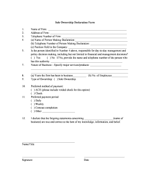 Fillable Online agrienergy Sole Ownership Declaration Form - Agri ...