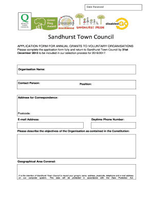 Fillable Online sandhurst gov Grant Application Form - Sandhurst Town Council Fax Email Print ...