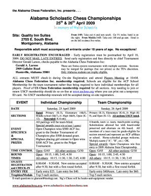 Fillable Online alabamachess Alabama Scholastic Chess Championships 25 ...