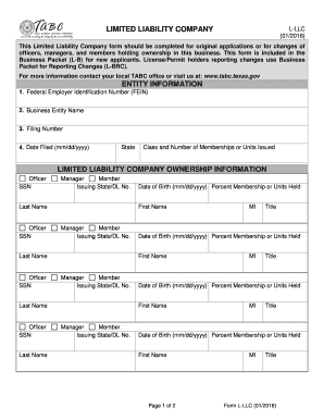 Fillable Online LIMITED LIABILITY COMPANY licensing form Fax Email ...