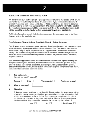 Fillable Online zerotolerance org Equal Opps monitoring form - Zero ...