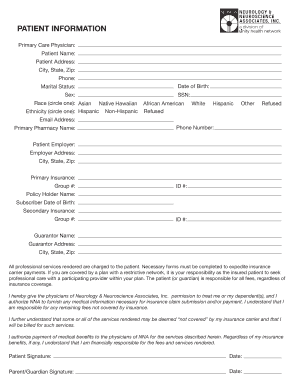 Fillable Online PATIENT INFORMATION - bnnadocbbcomb Fax Email Print ...