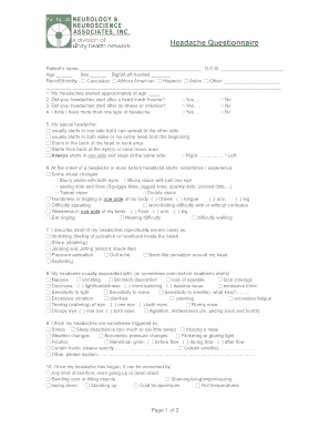 Fillable Online Headache Questionnaire - bnnadocbbcomb Fax Email Print ...