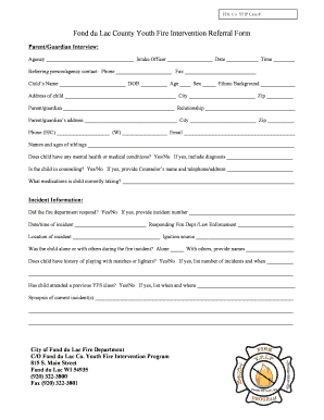 Fillable Online csifdl Youth Fire Intervention Referral Form-revised ...