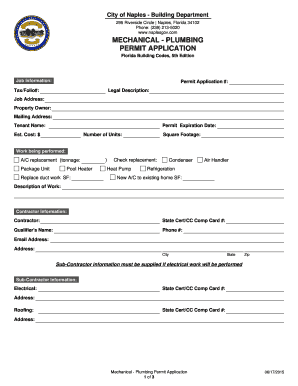 Fillable Online com MECHANICAL PLUMBING PERMIT APPLICATION Florida ...