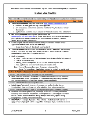 Fillable Online Australia Student Visa Checklist Fax Email Print ...