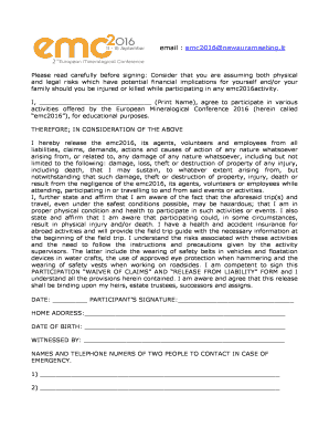 Fillable Online emc2016 socminpet Download the waiver of claims form ...