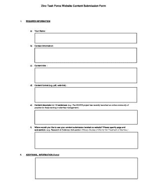 Fillable Online zinctaskforce Zinc Task Force Website Content ...