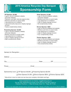 Fillable Online VIP Sponsor $5,000 Fax Email Print - pdfFiller