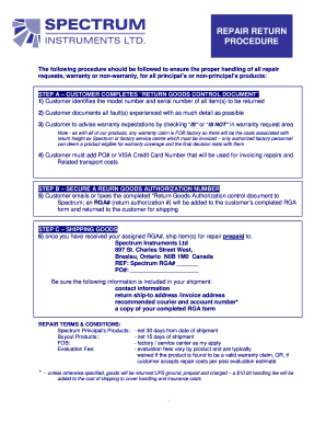 Fillable Online Download our Return Goods Procedure V02.15a - Spectrum ...