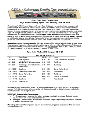 Fillable Online Open Track Road Course Event High Plains Raceway Byers ...