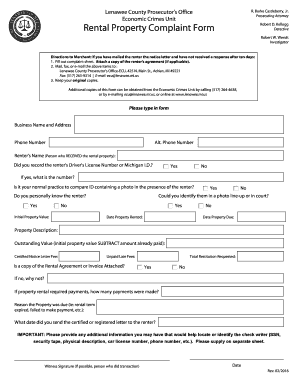 Fillable Online BRentalb Property Complaint Form - Lenaweemius Fax ...