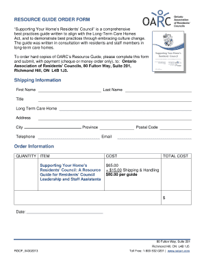 Fillable Online RESOURCE GUIDE ORDER FORM - OARC Fax Email Print ...