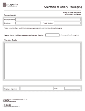 Fillable Online Generic Alteration Form - Prosperity Advisers' salary ...
