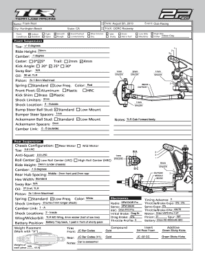 Fillable Online 22 2.0 Race Kit Frank Root - OCRC Raceway Setup Sheet ...