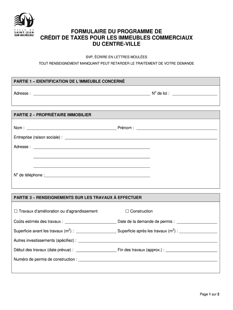 Remplissable En Ligne ville saint-jean-sur-richelieu qc Formulaire de demande d'aide financi re ...