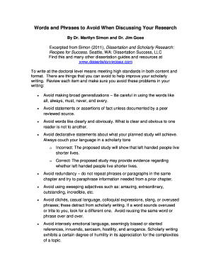 Fillable Online Words and Phrases to Avoid When Discussing Your ...