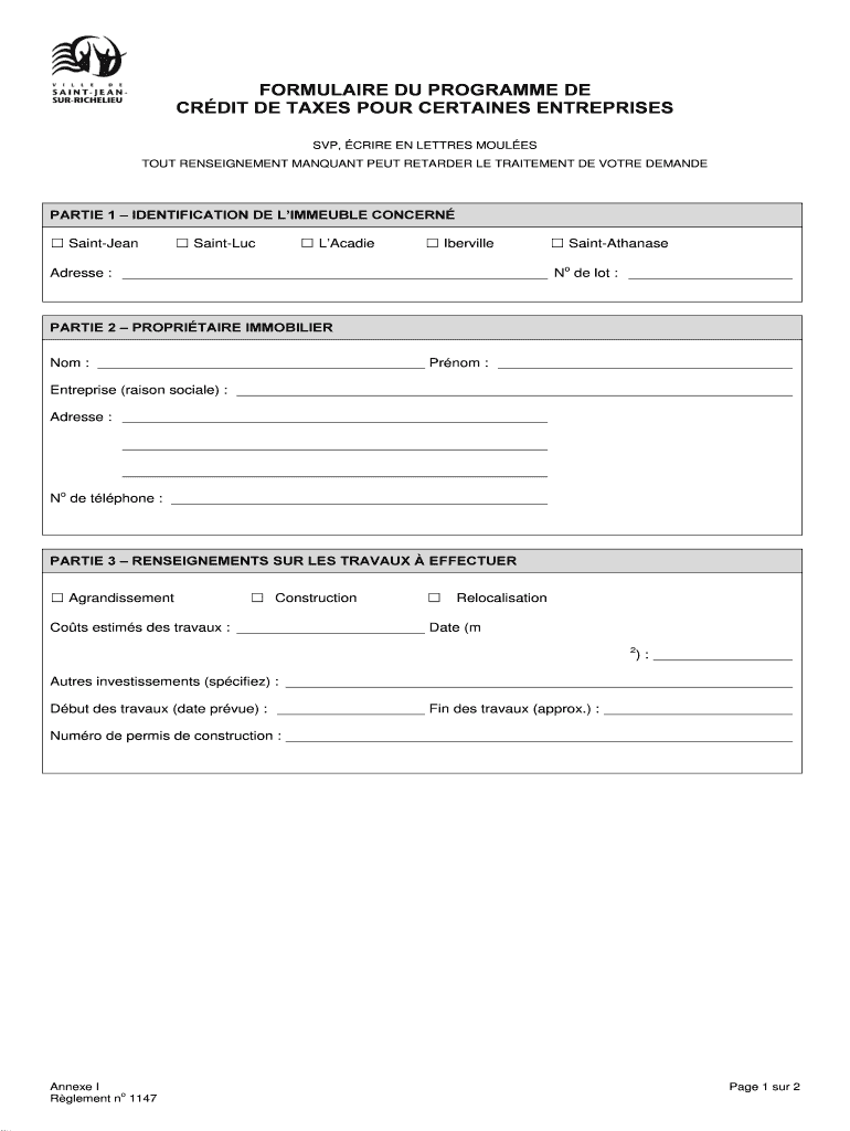Remplissable En Ligne ville saint-jean-sur-richelieu qc Formulaire - Ville de Saint-Jean-sur ...