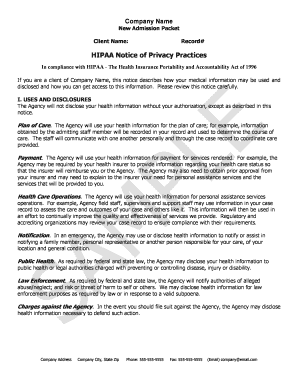 Fillable Online HIPAA Notice of Privacy Practices - Home Health Forms ...