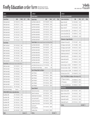Fillable Online Firefly Online Order Form 20122013 - Firefly Education ...