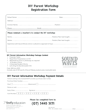 Fillable Online DIY Parent Workshop Registration Form - Firefly ...