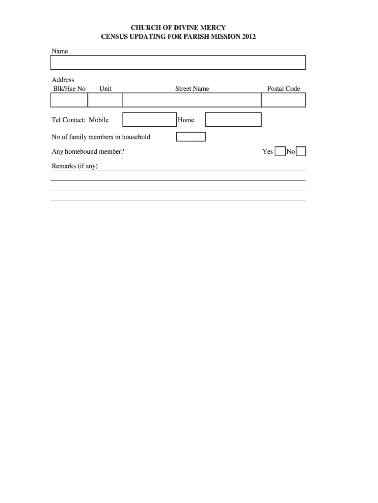 Fillable Online divinemercy Census Form - Church of Divine Mercy - divinemercy Fax Email Print ...