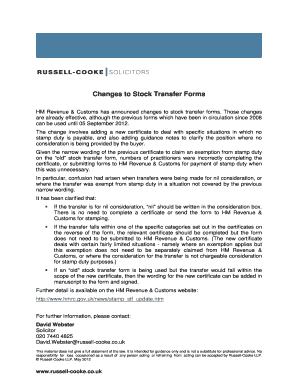 Fillable Online Changes to Stock Transfer Forms Fax Email Print - pdfFiller