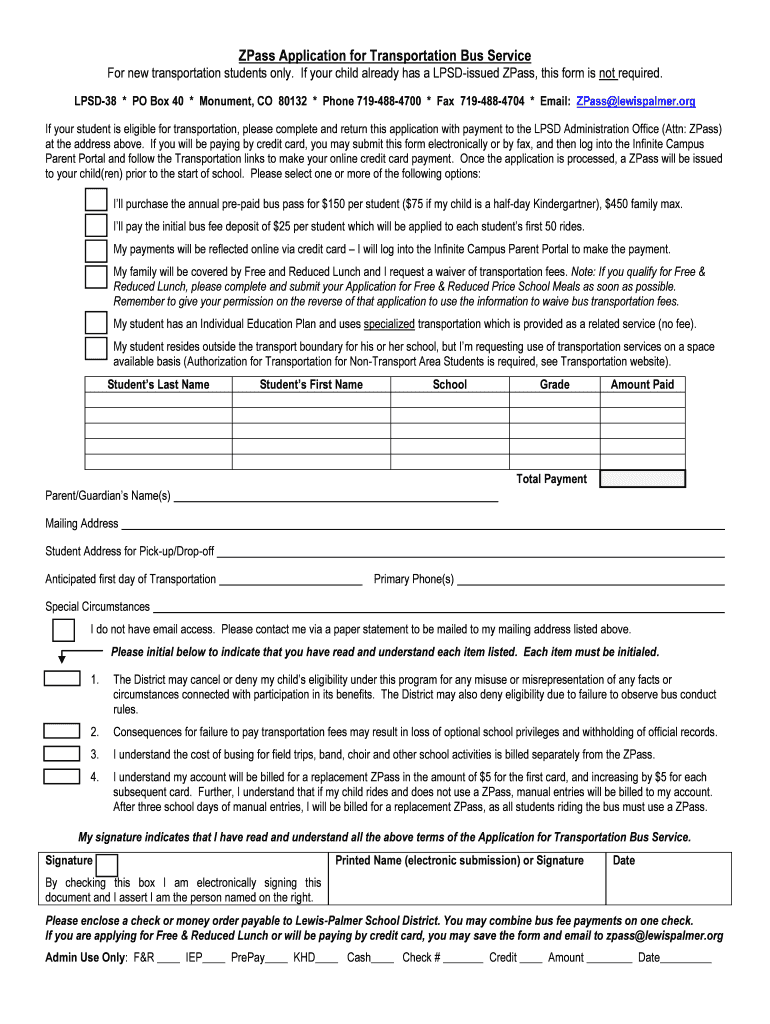 Fillable Online ZPass Application for Transportation Bus Service For ...