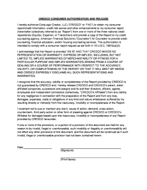 Fillable Online CREDCO CONSUMER AUTHORIZATION AND RELEASE Fax Email ...