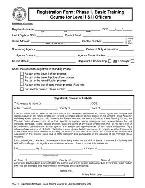 Fillable Online Registration Form Phase 1 Basic Training Registrants ...