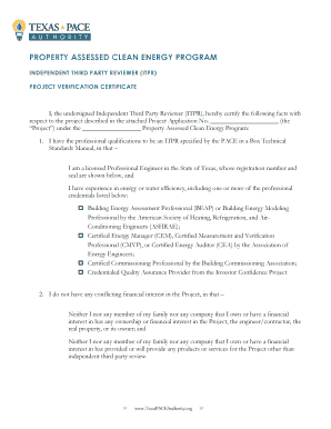 Fillable Online texaspaceauthority ITPR Project Verification ...