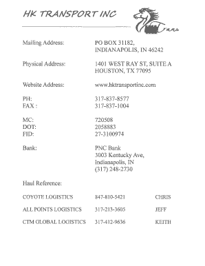 Fillable Online Carrier Setup Packet Fax Email Print - pdfFiller