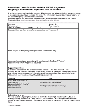 Fillable Online medicine leeds ac Mitigation Application Form 2009doc ...