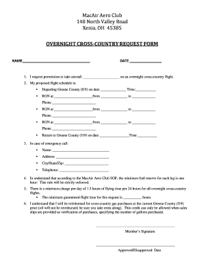 Fillable Online Overnight Cross Country Request Form Fax Email Print ...