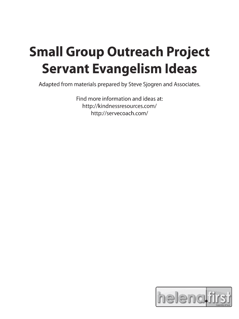 Fillable Online Small Group Outreach Project Servant Evangelism Ideas ...