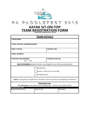 Fillable Online sdba org KAYAK SIT-ON-TOP TEAM REGISTRATION FORM - sdba ...