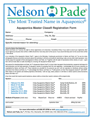 Fillable Online BAquaponicsb Master Class Registration Form Fax Email ...