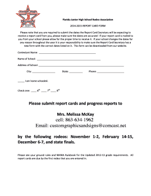 Fillable Online Report card form 2014 - FHSRA Fax Email Print - pdfFiller