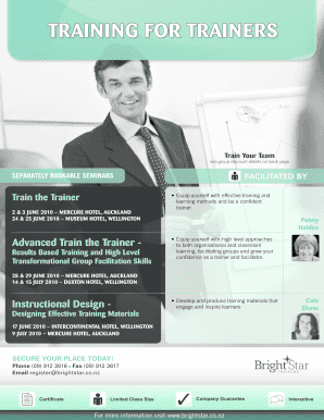 Fillable Online TRAINING FOR TRAINERS - BrightStar Training Fax Email Print - pdfFiller