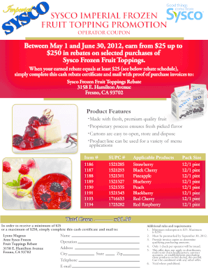 Fillable Online SYSCO IMPERIAL FROZEN FRUIT TOPPING PROMOTION Fax Email ...