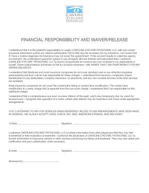 Fillable Online financial responsibility and waiver/release Fax Email ...